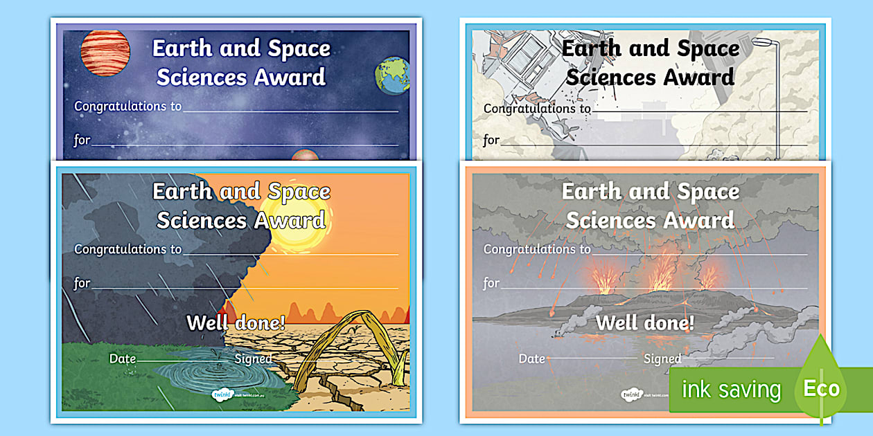 Year 5-6 Earth and Space Sciences Certificates - Twinkl