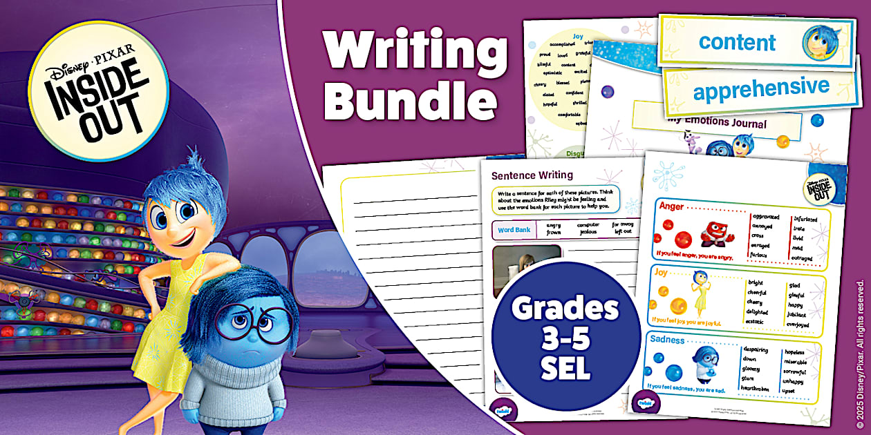 Inside Out: Emotions SEL Writing Pack for 3rd-5th Grade