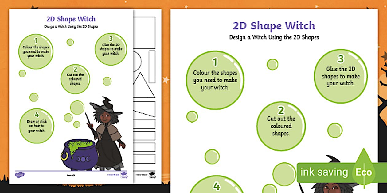 2D Shape Witch (teacher made) - Twinkl