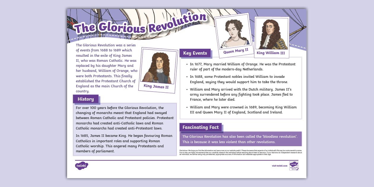 The Glorious Revolution Fact File - Twinkl - KS2 - Twinkl
