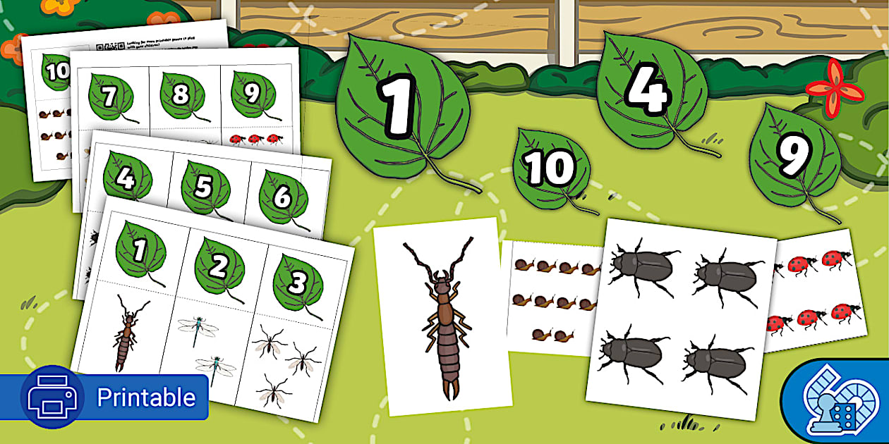 Minibeast Counting Game - Number Matching Game for Summer