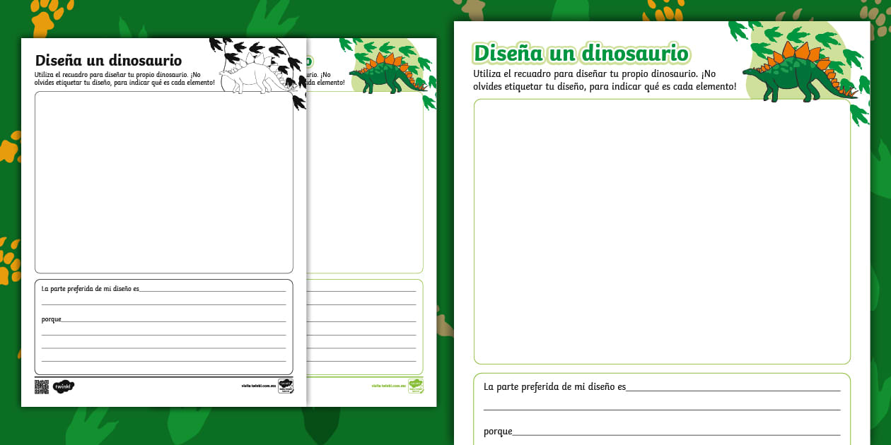 Hoja de actividad: Diseña un dinosaurio - Twinkl