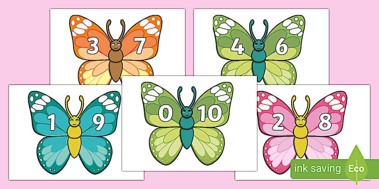 Number Bonds To Ten On Cute Butterflies (öğretmen yaptı)