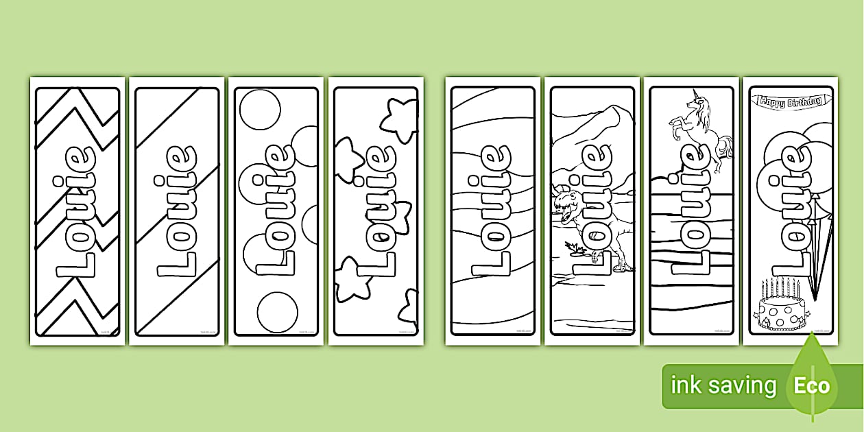Louie Name Simple Colouring Bookmarks (Teacher-Made)