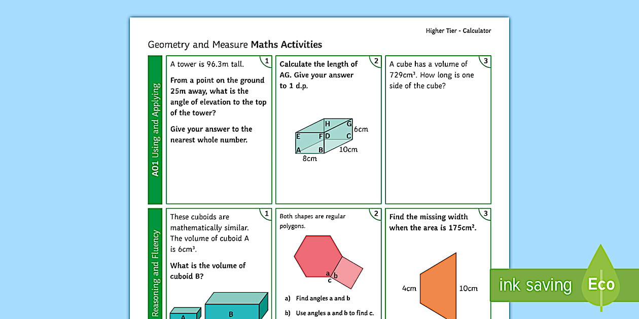 GCSE Geometry and Measure Revision for Higher Level - Twinkl