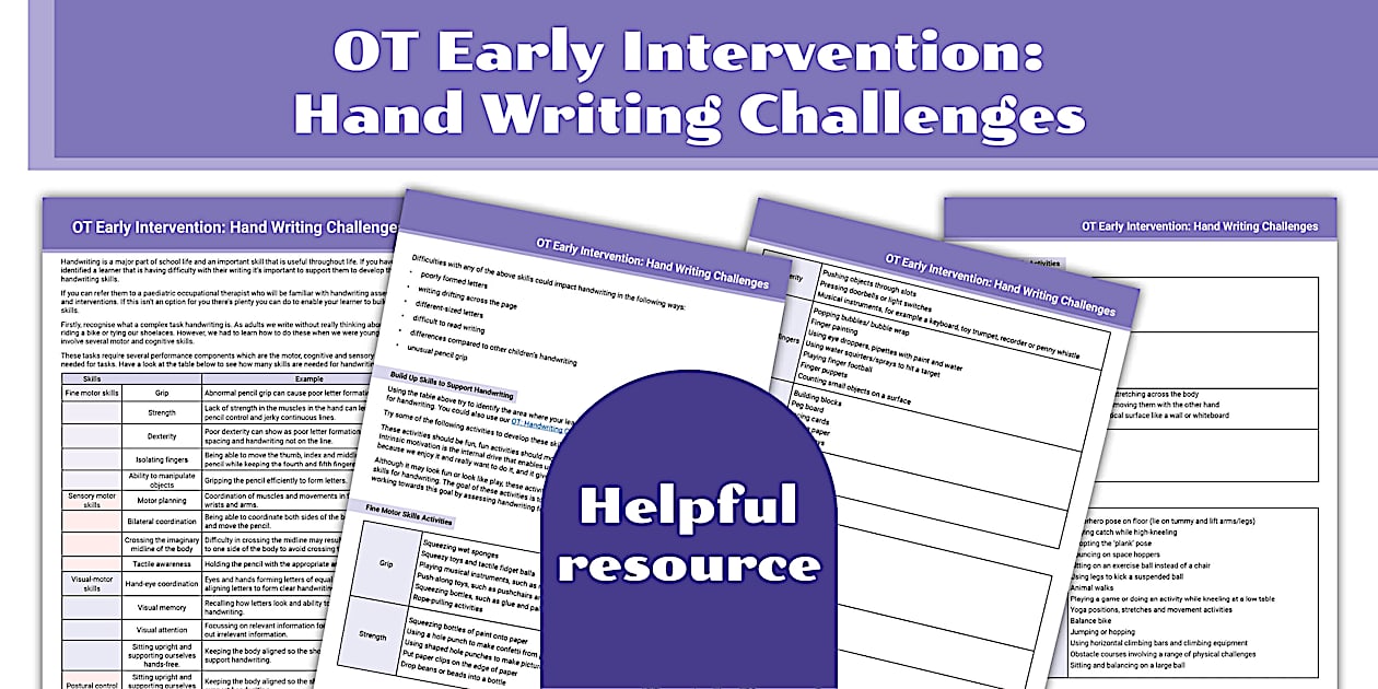 OT Early Intervention SEND: Hand Writing Challenges