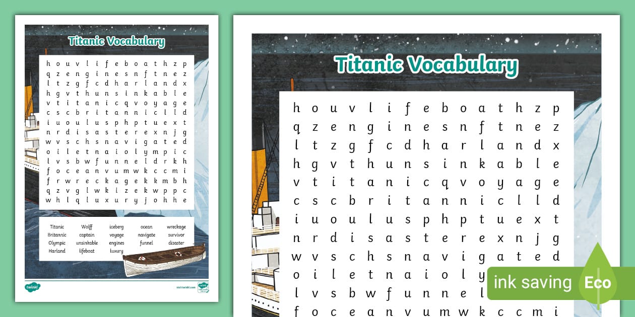 Titanic Word Search | Vocabulary