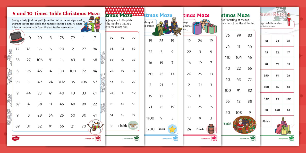 👉 KS1 Times Tables Christmas Maze Pack (teacher made)
