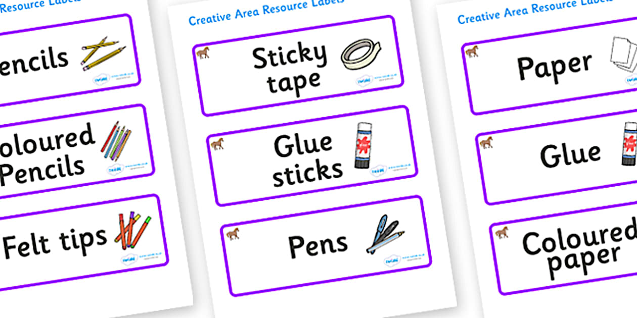 Pony Themed Editable Creative Area Resource Labels - Twinkl