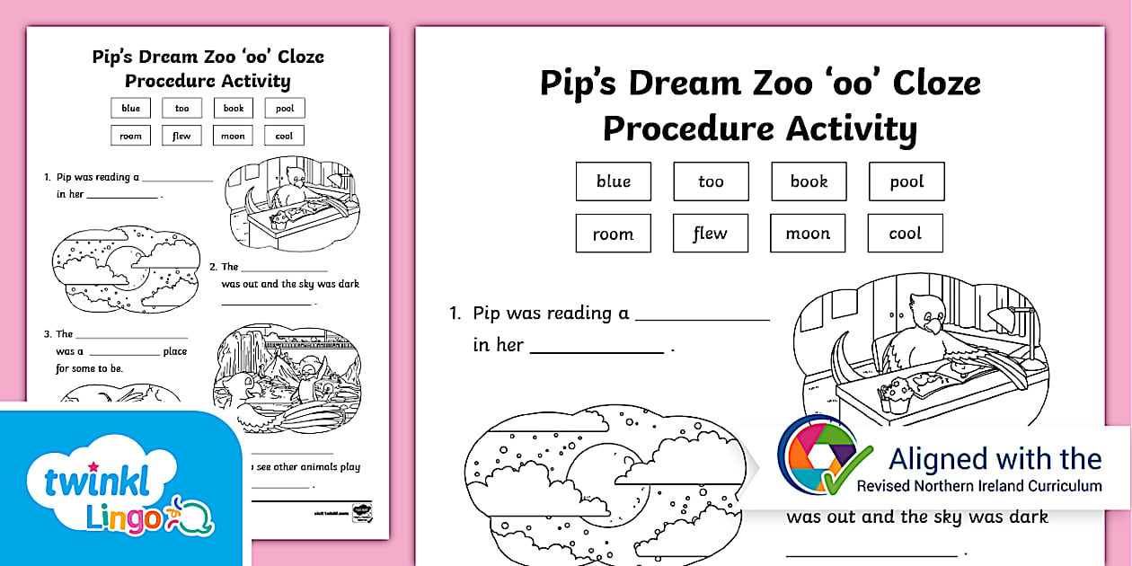 Pip's Dream Zoo 'oo' Cloze Procedure Activity - Twinkl