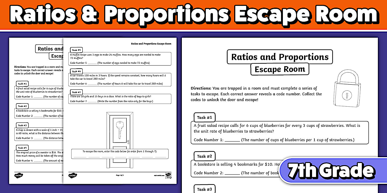 Seventh Grade Ratios and Proportions Escape Room Activity