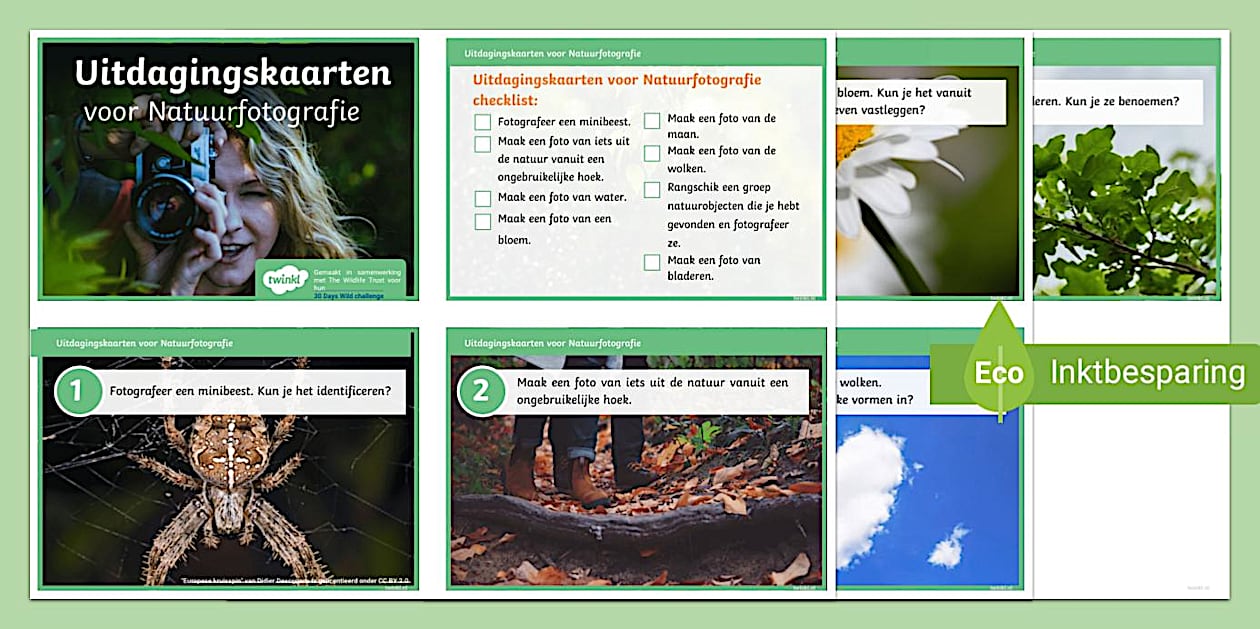 Uitdagingskaarten Voor Natuurfotografie (Teacher-Made)