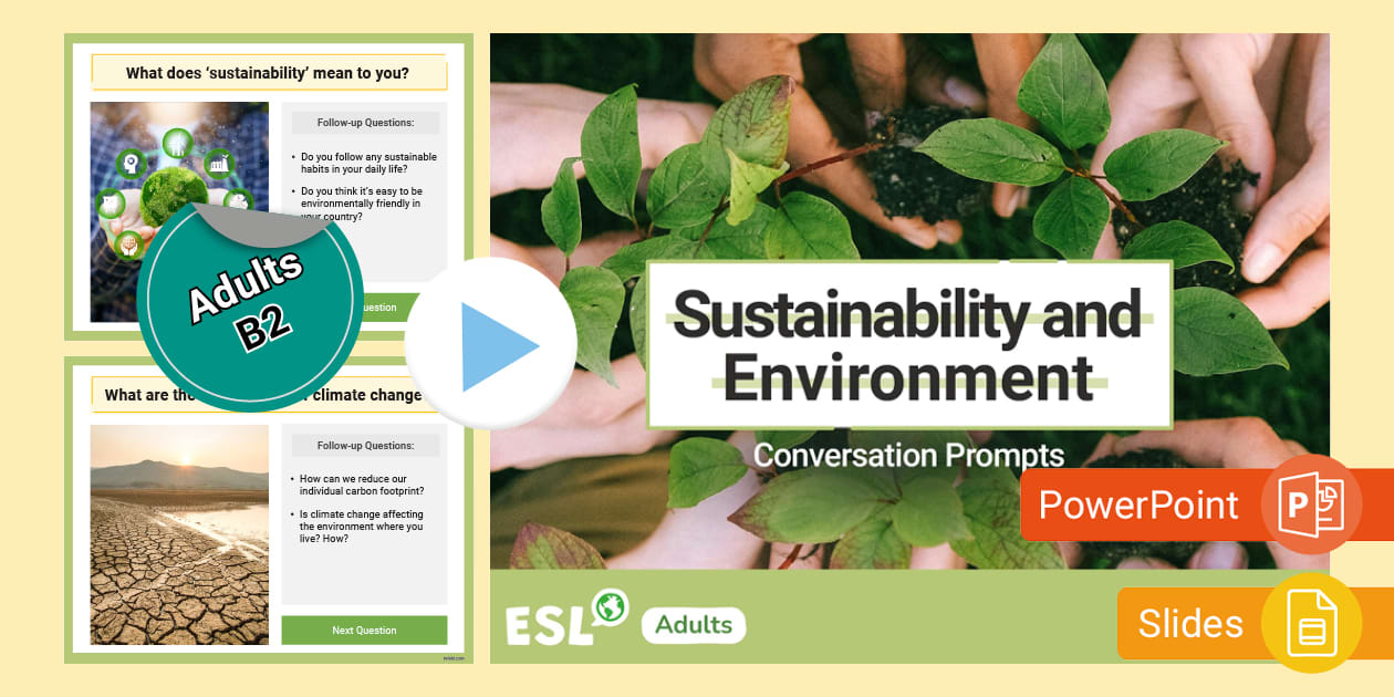ESL Sustainability and the Environment Prompts [Adults, B2]