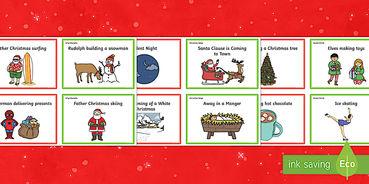Christmas Charades Cards - ESL Christmas Vocabulary Resources