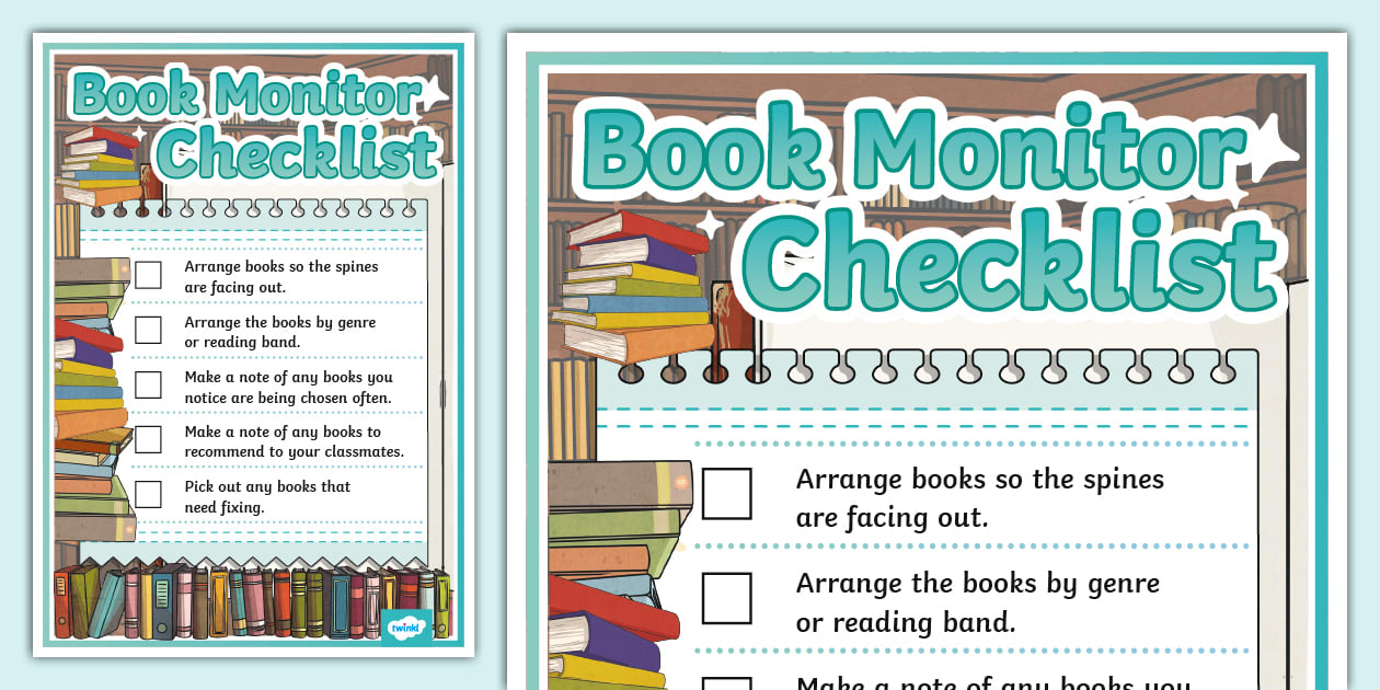 Book Monitor Checklist Display Poster - Twinkl