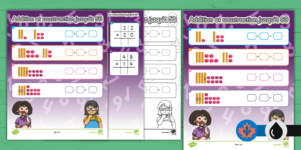 Addition and Subtraction Within 50 Mini Assessment French