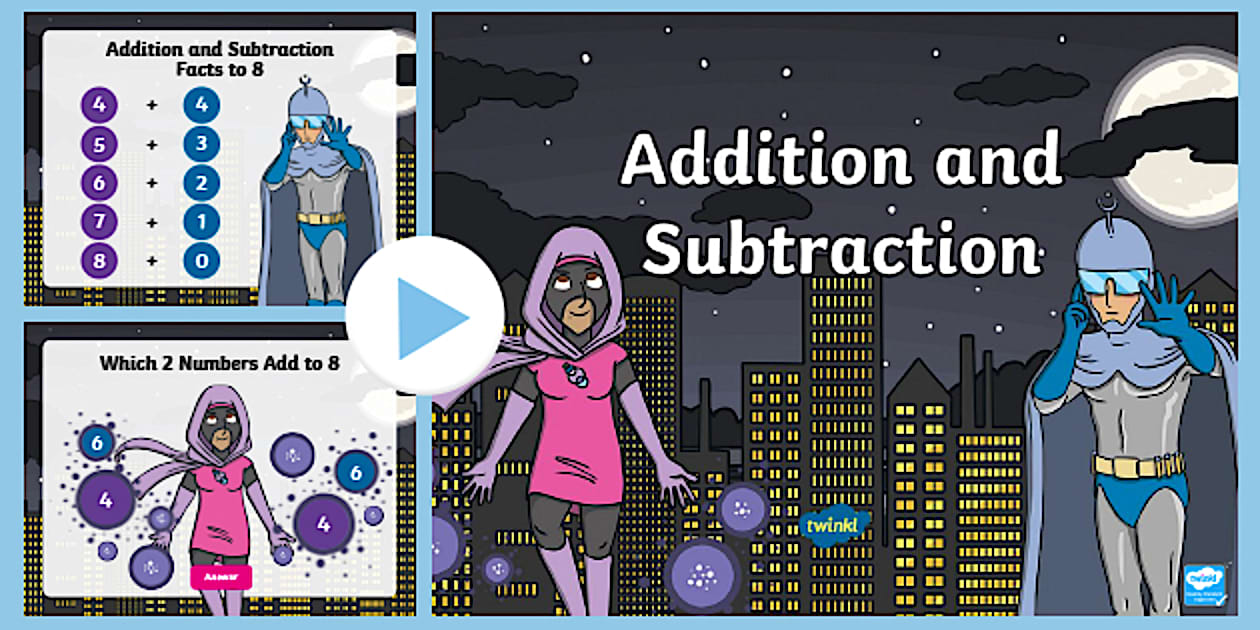 Addition and Subtraction Facts to 8 PowerPoint - Twinkl