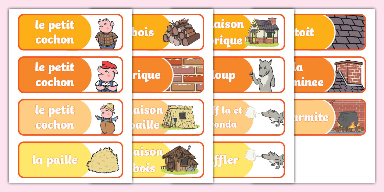 Les trois petits cochons coloriage et vocabulaire | Twinkl