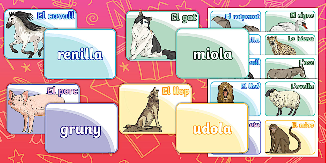 Targetes d'aparellar: Els sons dels animals - Català
