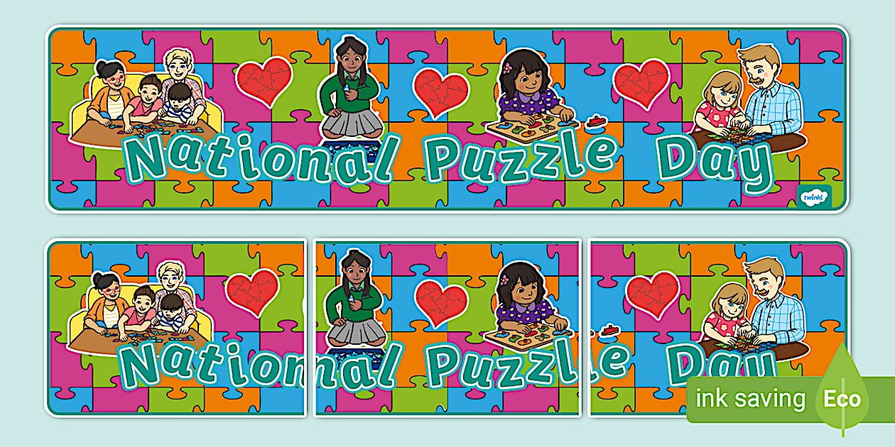 National Puzzle Day Display Banner (teacher made) - Twinkl