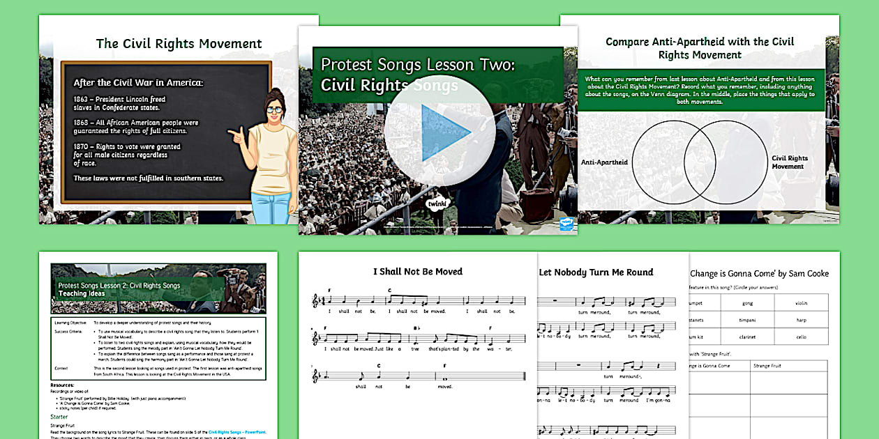 Protest Songs Lesson 2: Civil Rights Songs Lesson Pack