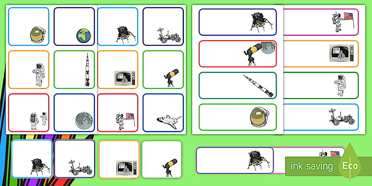Moon Landing-Themed Square and Rectangular Labels - Twinkl