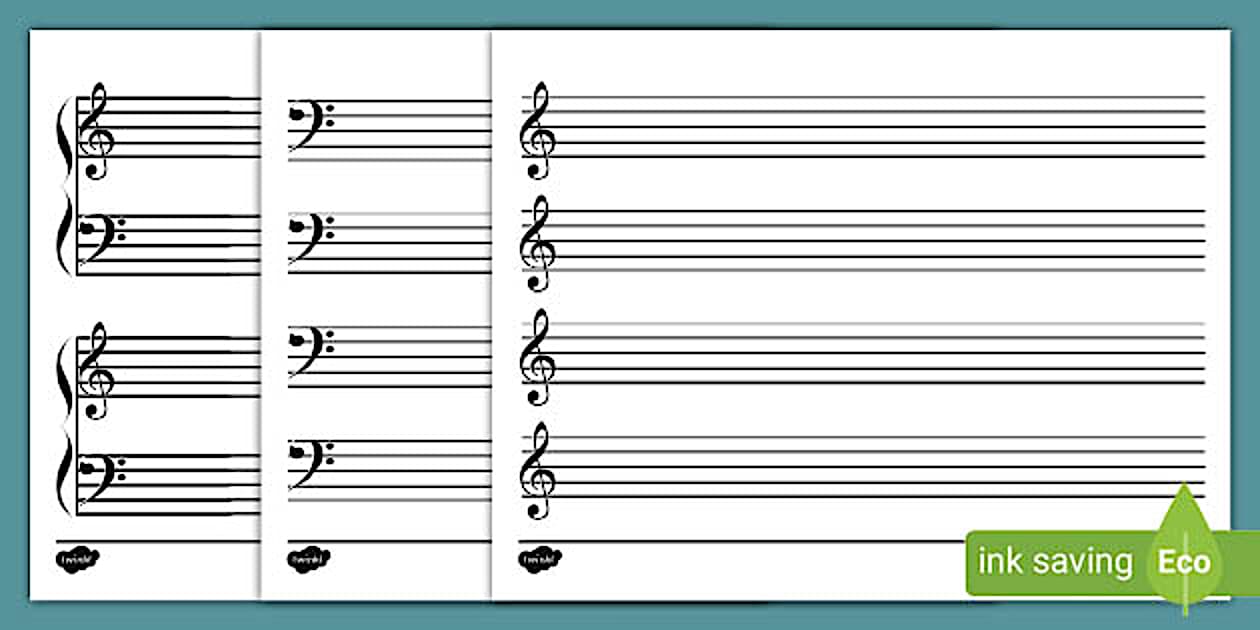 Printable Sheet Music Template - Bass and Treble Clef PDF