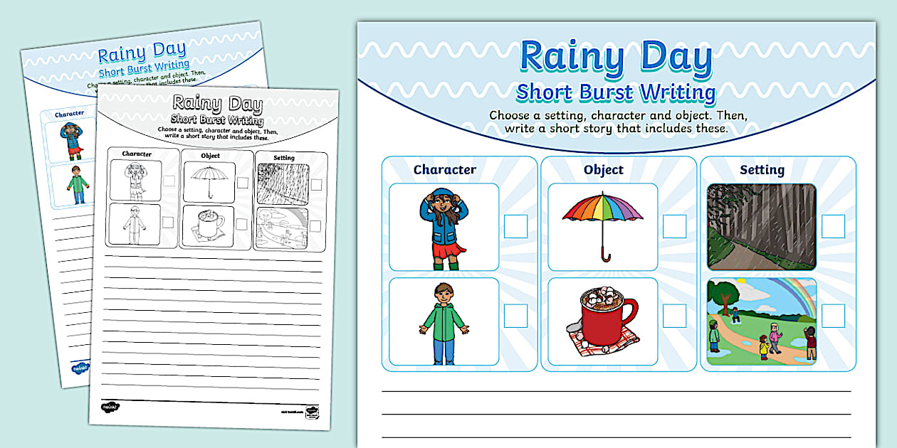 Rainy Day Short Burst Writing Worksheet (teacher made)