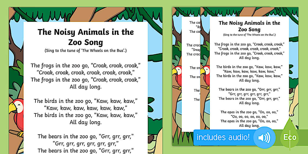 The Noisy Animals in the Zoo Song (teacher made) - Twinkl