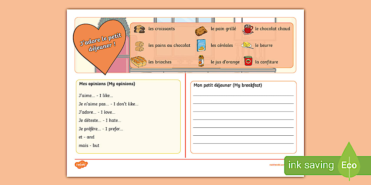 👉 French: Breakfast Opinions Activity Sheet - Twinkl - KS1