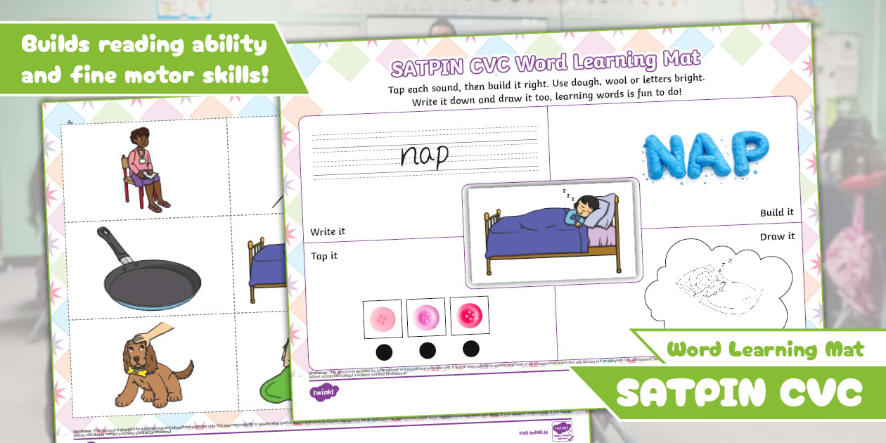 CVC SATPIN Word Learning Mat Template