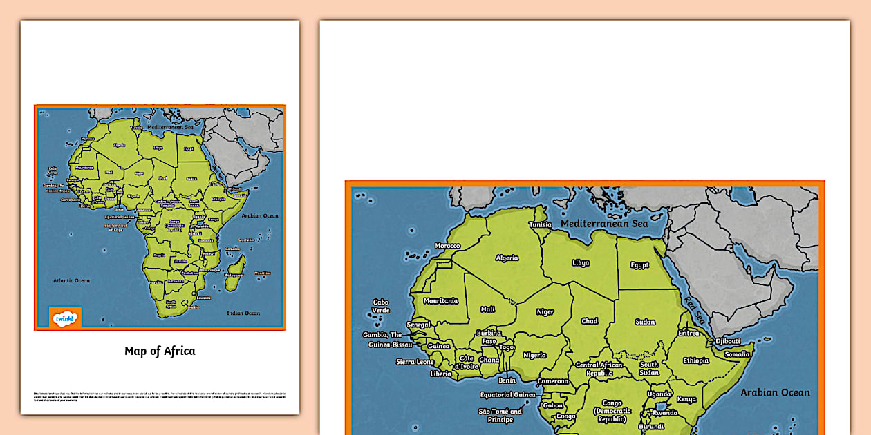 Labelled Map of Africa - Printable Africa Map Resource | NZ