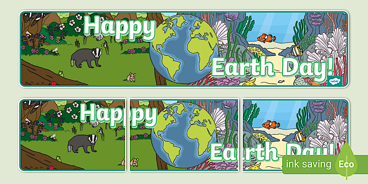 Happy Earth Day Display Banner (teacher made) - Twinkl