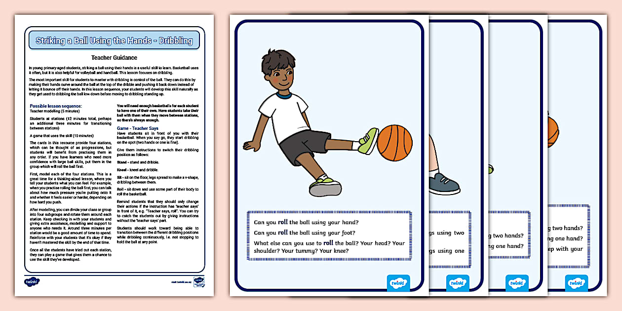 L1 PE: Dribbling Lesson Plan and Station Cards - Twinkl