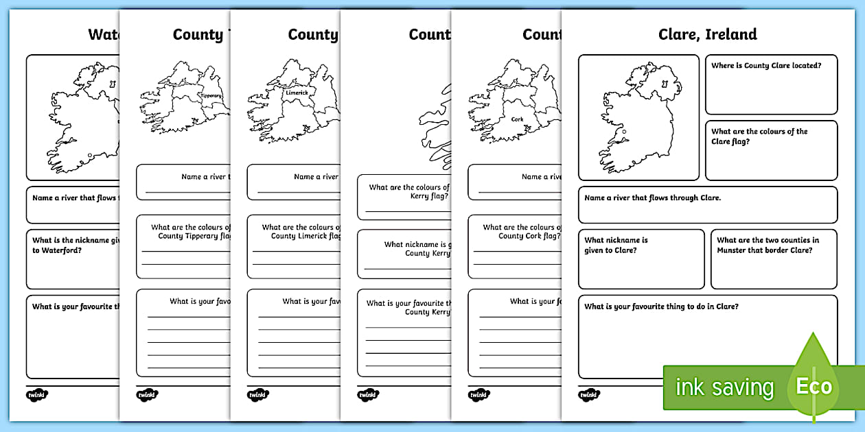 Editable Counties of Munster Worksheets Resource Pack