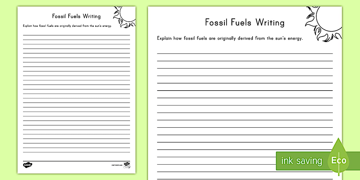 Formation of Fossil Fuels Writing Prompt for 3rd-5th Grade