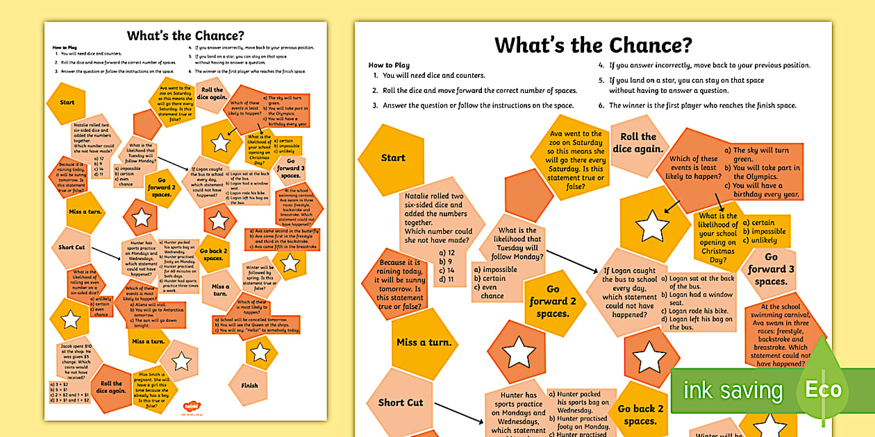 What's the Chance? Board Game (teacher made) - Twinkl