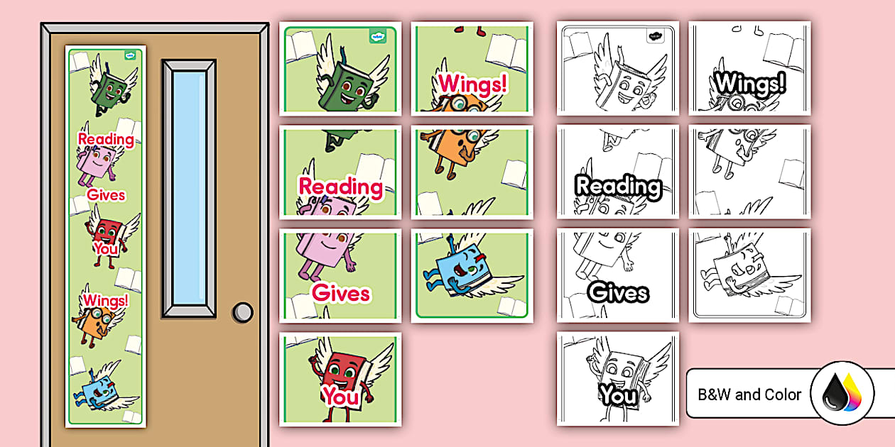Reading Gives You Wings Vertical Door Banner (teacher made)