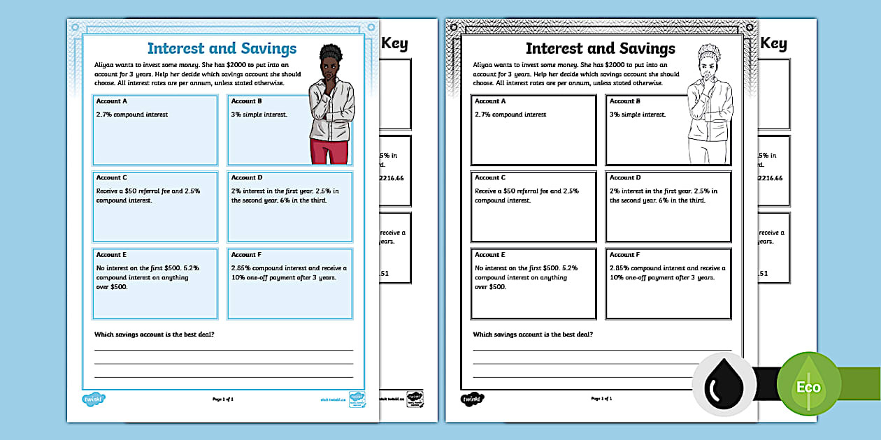 Interest and Savings Activity (teacher made) - Twinkl