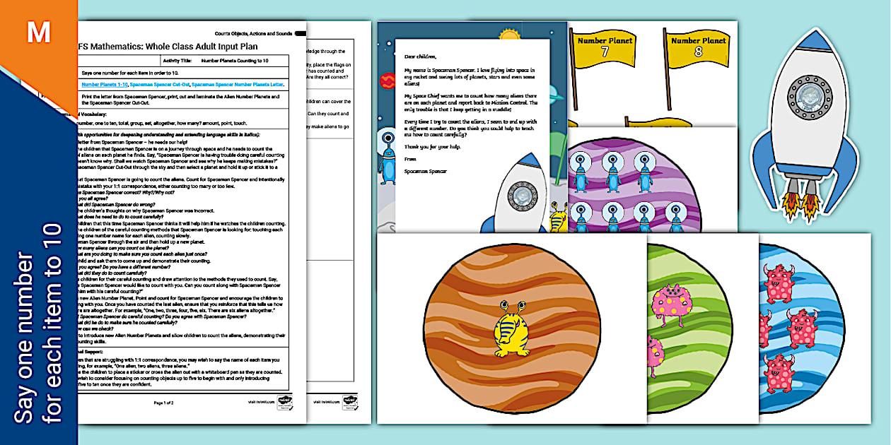 EYFS Maths Number Planets Counting to 10 Adult Input Plan