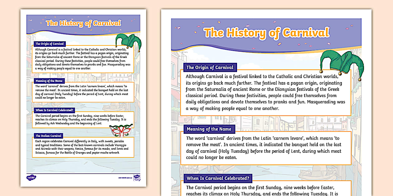 The History of Carnival Fact File 3-6 (teacher made)