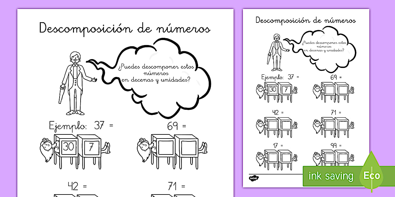 Ficha de actividad: Descomposición de números - Decenas y unidades