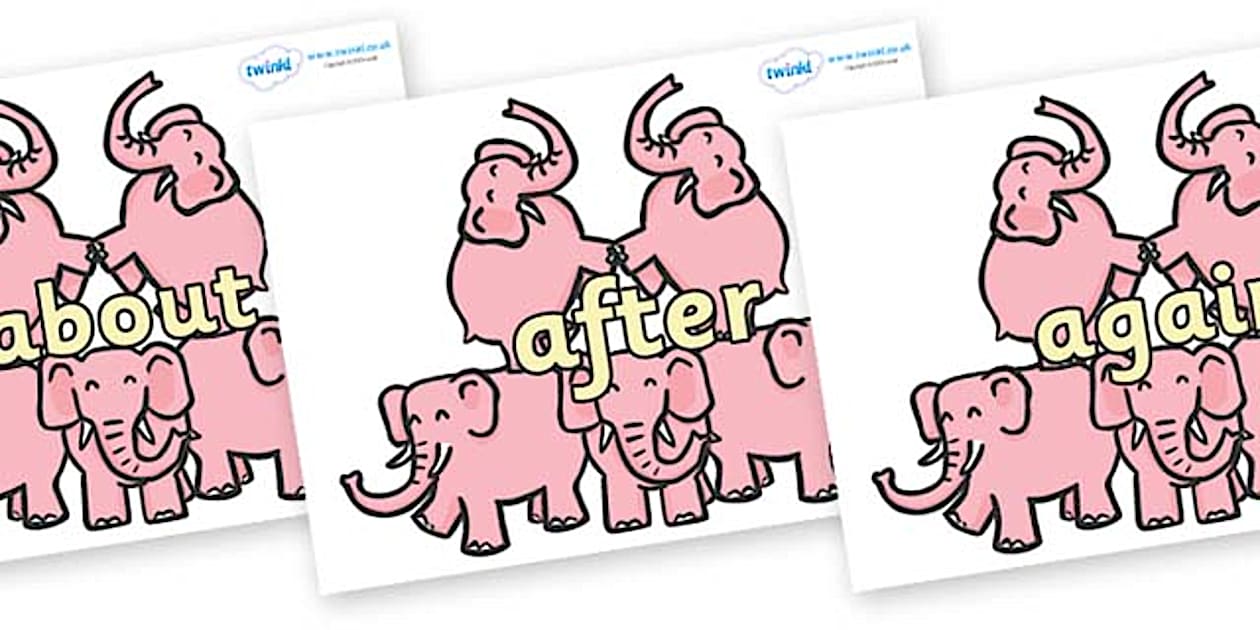 KS1 Keywords on Five Elephants (teacher made) - Twinkl
