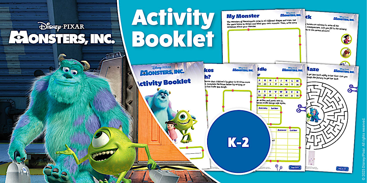 Monsters, Inc.: Activity Booklet for K-2nd Grade