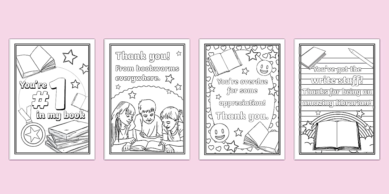 Thank a Librarian Greeting Cards (teacher made) - Twinkl
