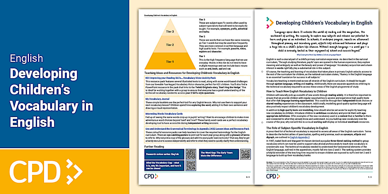 Developing Children’s Vocabulary in English (teacher made)