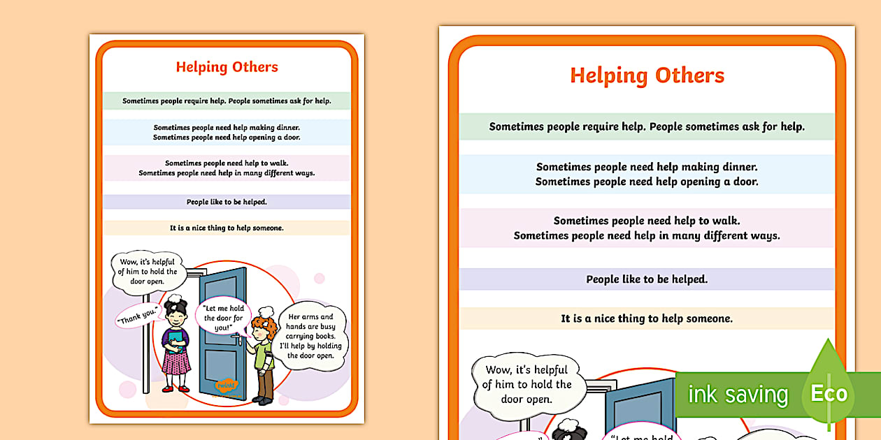 TAS Helping Others Social Situations Poster - Twinkl