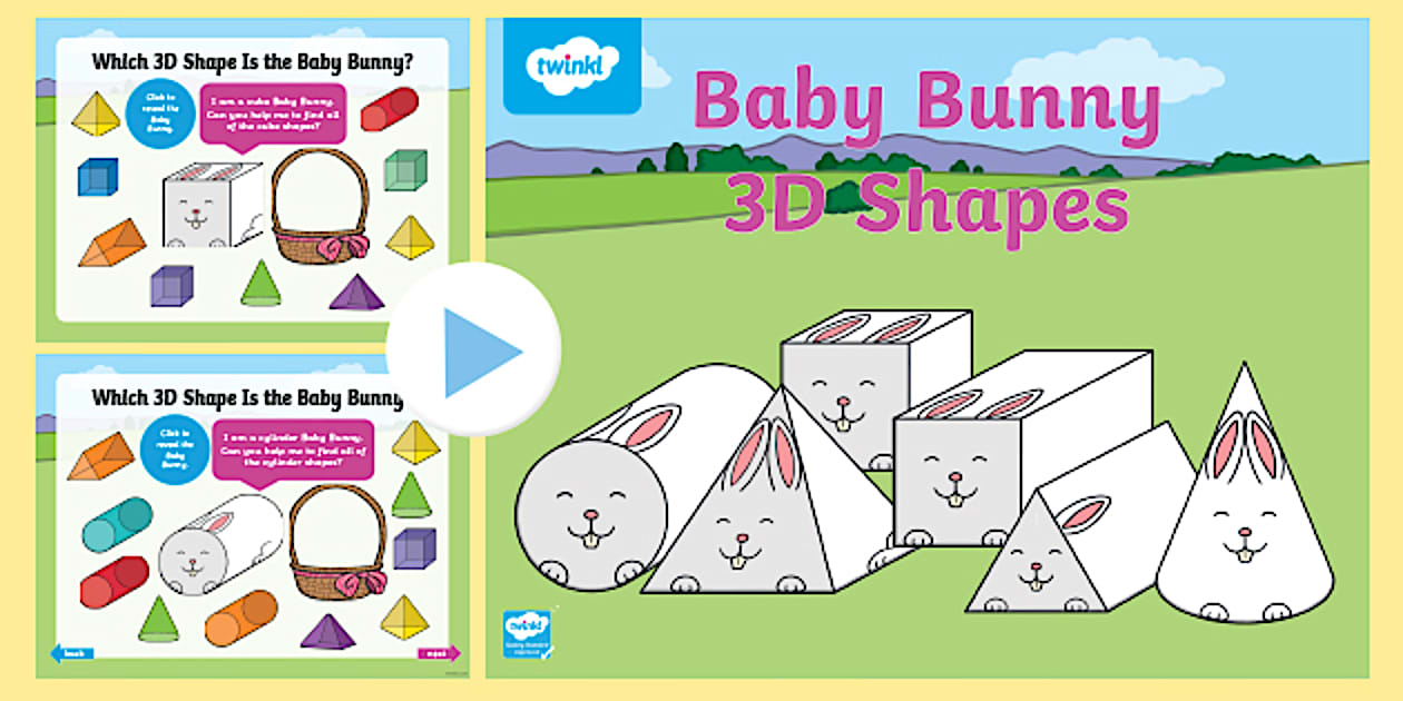 Baby Bunny 3D Shapes PowerPoint | Foundation Phase - Twinkl