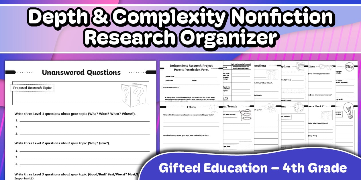 Depth and Complexity Nonfiction Research Organizer
