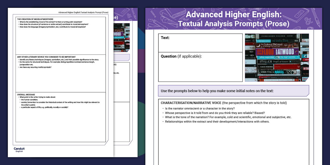 Advanced Higher English: Textual Analysis Prompt Questions